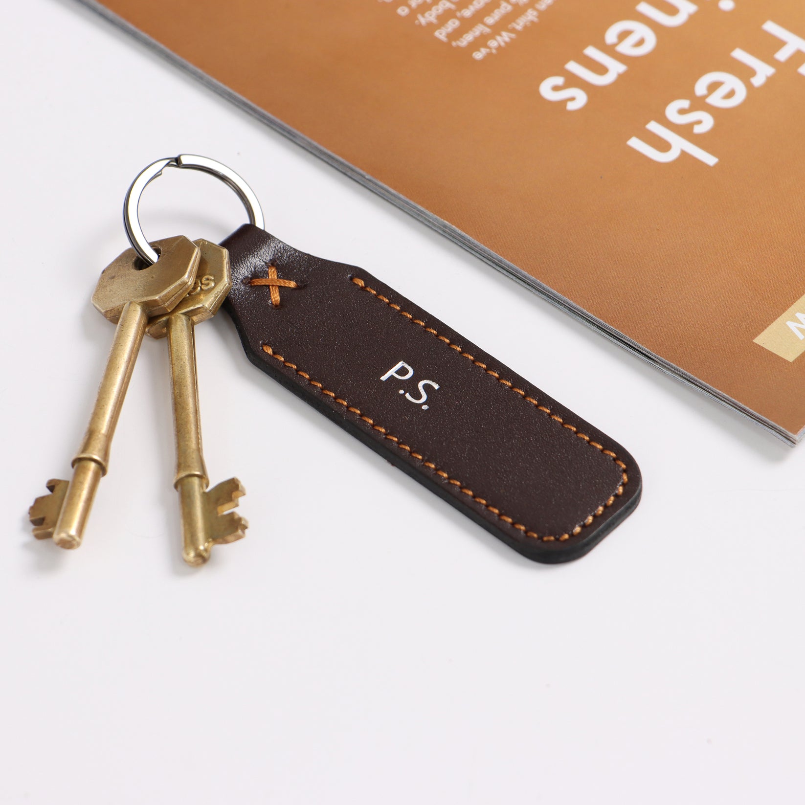 Leather Keyring Emboss Monogrammed Key Holder – JoyToken